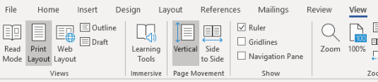 View tab ribbon microsoft word Avantix Learning