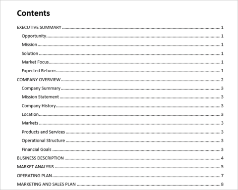 table-of-contents-example-in-word-with-2-heading-levels - Avantix Learning