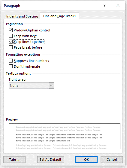 How To Stop Paragraphs From Splitting Between Pages In Word