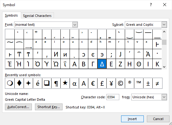 How To Insert Or Type The Delta Symbol In Word 6 Ways To Insert Or 