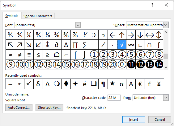 How To Show Square Root In Word Petry Thireas