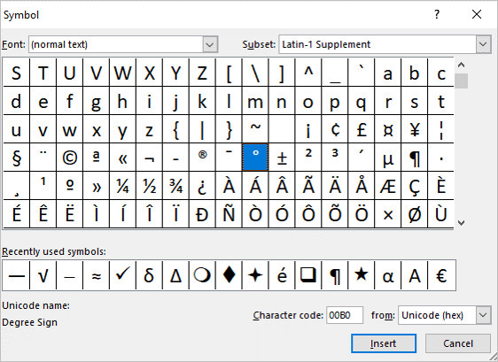 How To Insert Degree Symbol In Word 2016 Internetmarketingblue