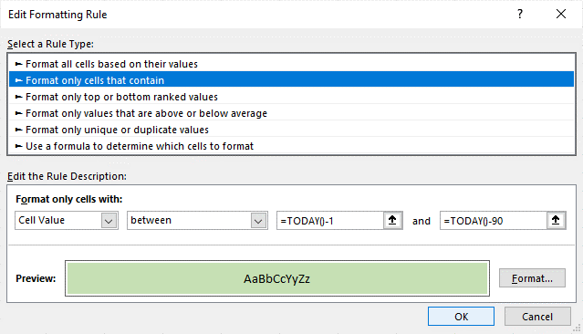 Use Conditional Formatting In Excel To Highlight Dates Before Today 3 