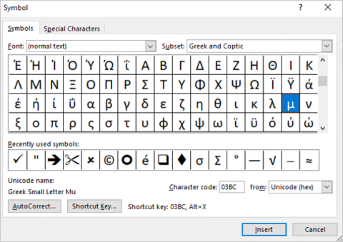 How to Insert the Mu or Micro Symbol in Word (µ)