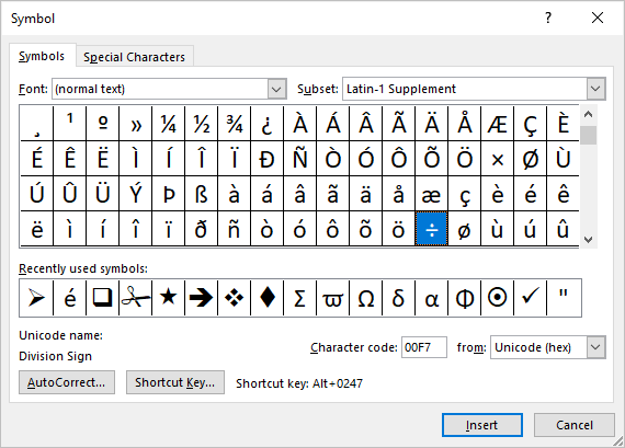How To Insert Or Type The Division Symbol In Word 5 Ways To Insert 