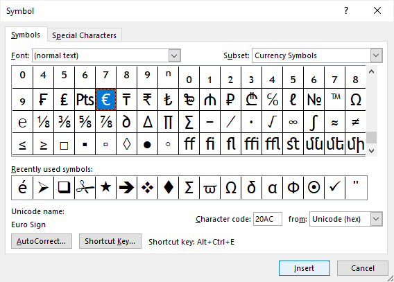 4 Ways To Insert Or Type The Euro Symbol In Word 