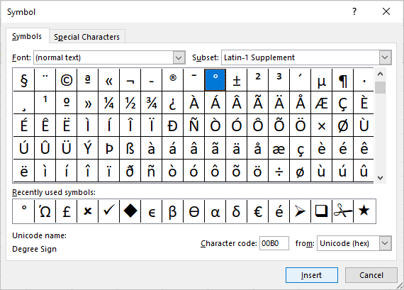 How To Insert Or Type The Degree Symbol In Excel 5 Ways To Insert 
