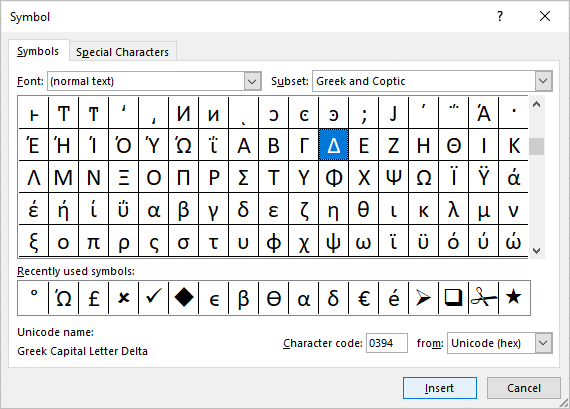 How To Insert Or Type The Delta Symbol In Excel 7 Ways To Insert Or 