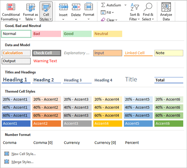 Cell styles gallery in excel to save time formatting Avantix Learning