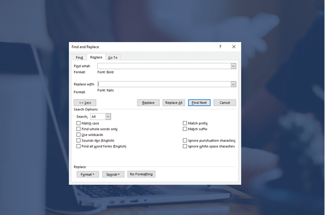 How To Find And Replace Formatting In Word such As Bold Italic And Font 