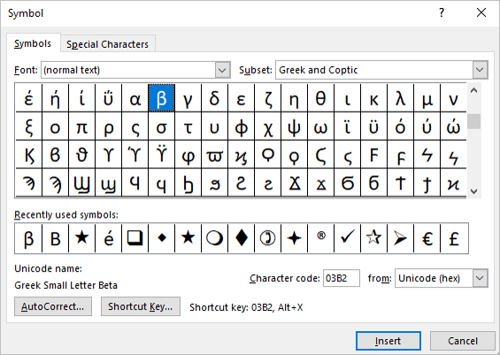 How To Insert Or Type The Beta Symbol In Word Or 