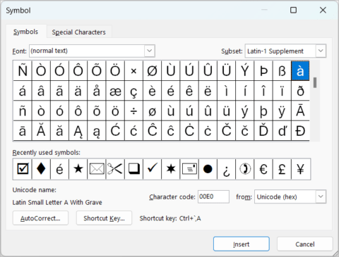 How to Insert or Type A with an Accent Mark in Word (À, Á, Â, Ä, à, á ...