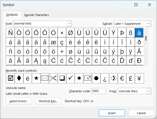 How to Insert or Type A with an Accent Mark in Word (À, Á, Â, Ä, à, á ...