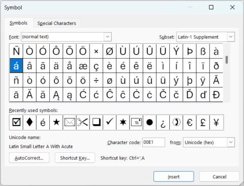 How to Insert or Type A with an Accent Mark in Word (À, Á, Â, Ä, à, á ...